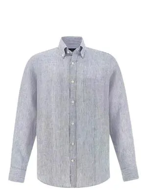 Paul & Shark Striped-pattern Linen Shirt - Blue