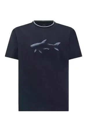 Paul & Shark Shark-print Cotton T-shirt - Blue