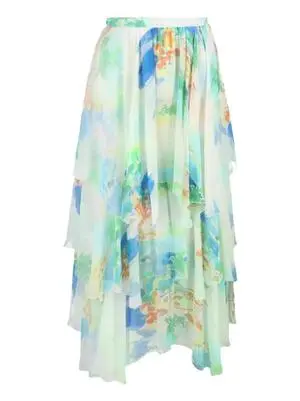 Celine Printed Midi Skirt - White