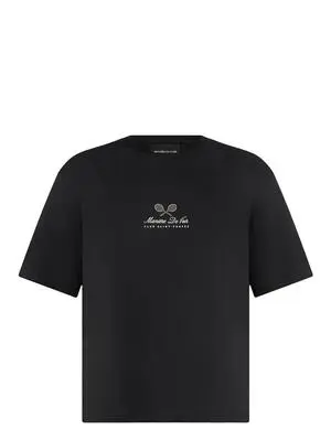 Manière De Voir Aaron In Club Saint-tropez Cotton T-shirt - Black