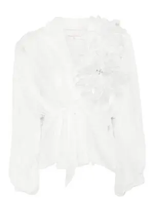 BABYLONE PARIS Floral-appliqué Blouse - White