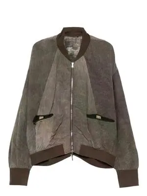 ZIGGY CHEN Striped Zipped Bomber Jacket - Grey