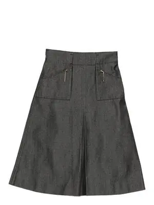 LOUIS VUITTON Denim A-line Midi Skirt - Grey