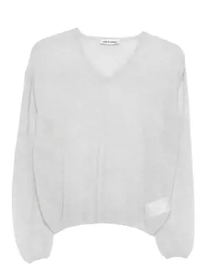 LOW CLASSIC V-neck Fine Knit Sweater - Grey
