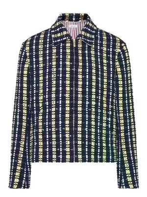 Thom Browne Repp Striped Tweed Jacket - Blue