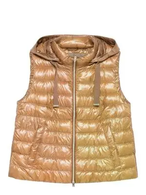 Herno Quilted Waistcoat With Drawstring Collar - Brown