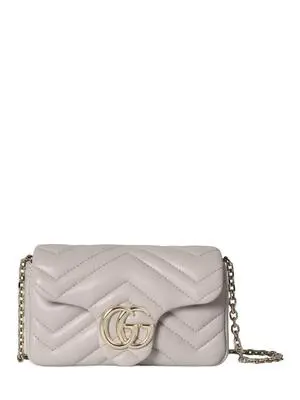 Gucci Gg Marmont Mini Shoulder Bag Leather - Grey