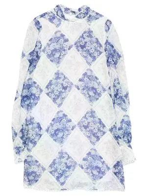 TWINSET Floral-detail Mini Dress - Blue