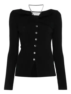 Sportmax Button-up Cardigan With Necklace Detail - Black