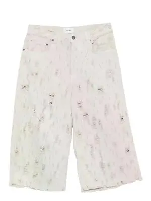 HAIKURE Distressed Denim Shorts Neutrals