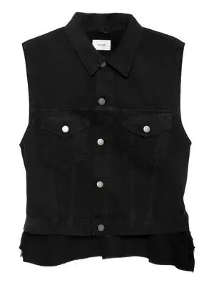HAIKURE Ryder Frayed Denim Gilet - Black