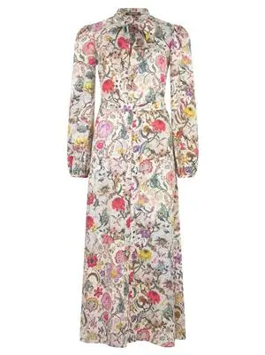 Roberto Cavalli Floral-print Midi Dress - Neutrals