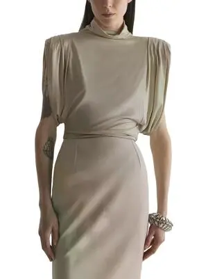 MUGLER Jersey Blouse - Neutrals
