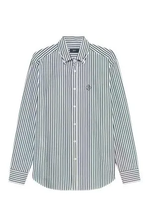Herno Striped-pattern Logo-embroidery Shirt - Green
