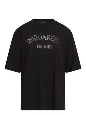 Dsquared2 Man T-shirt Military Green Size L Cotton Black