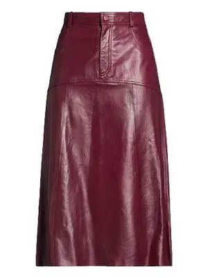 Ba&sh Midi Lambskin Skirt - Red