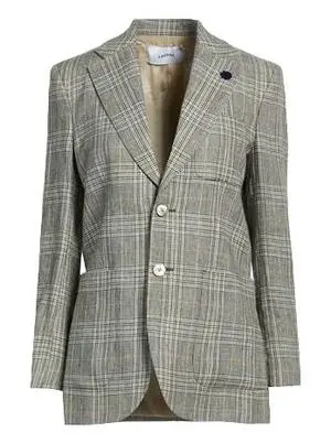 LARDINI Single-Breasted Glen Plaid Blazer