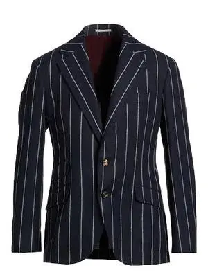 BRUNELLO CUCINELLI Single-Breasted Striped Tweed Blazer