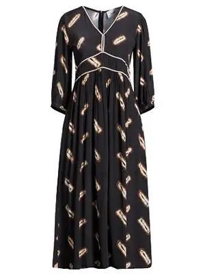 Ba&sh Multicolor Printed Midi Dress - Black