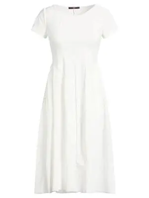 High Flared Midi Dress - White