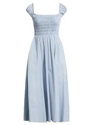 Faithfull The Brand Cotton Shirred Midi Dress - Blue
