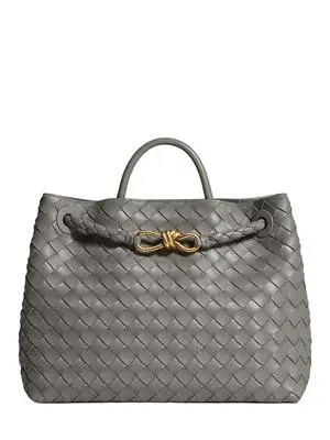 Bottega Veneta Intrecciato Leather Andiamo Top Handle Bag - Basalt