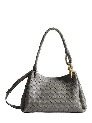 Bottega Veneta Intrecciato Leather Shoulder Bag Basalt