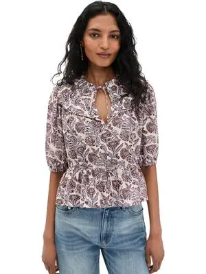 Ulla Johnson Elvie Short Sleeve Cotton Top - Meadow