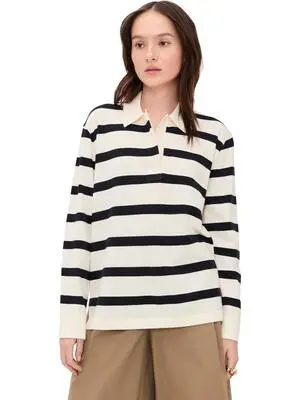 Jenni Kayne Post Pullover, Striped Merino Wool Blend - Ivory/navy Stripe