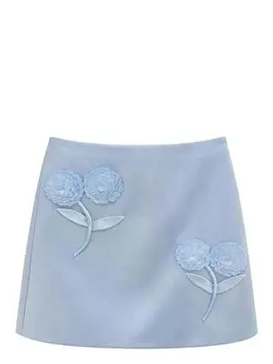 SELF-PORTRAIT Sequin Flowers Mini Skirt - Blue