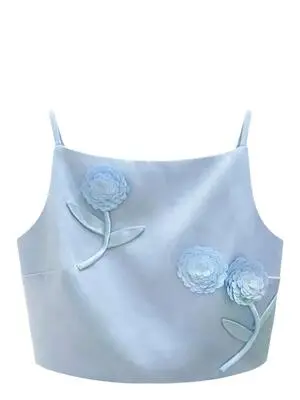 SELF-PORTRAIT Sequin Flower Top - Blue