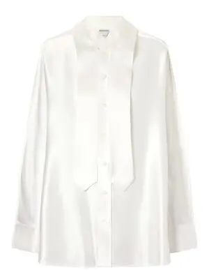 Bottega Veneta Tie-detailed Silk-satin Shirt - White