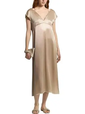 Peserico V-neck Midi Dress - Neutrals