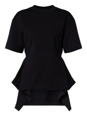 Alaïa Peplum Cotton Jersey T-shirt - Black