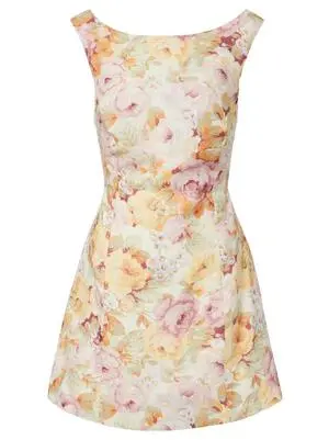 Faithfull The Brand Sofia Floral Linen Mini Dress Multicoloured