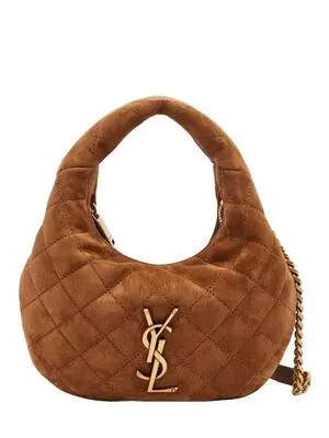 Saint Laurent Quilted Suede Mini Bag - Brown