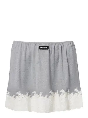 Miu Miu Lace-trimmed Silk Miniskirt - Grey