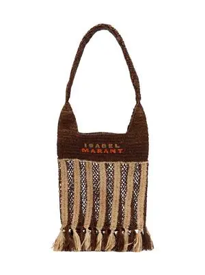 Isabel Marant Étoile Praia Striped Raffia Tote Bag - Brown