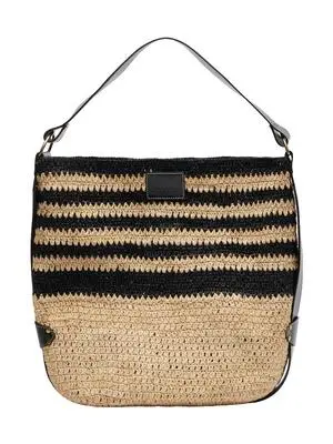 Isabel Marant Étoile Bayia Striped Raffia Shoulder Bag Beige