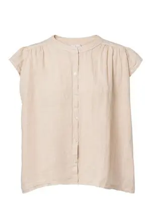 Velvet By Graham & Spencer Janey Linen Shirt Beige