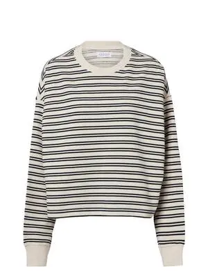 Velvet By Graham & Spencer Isabelle Striped Cotton Jersey Sweatshirt - White