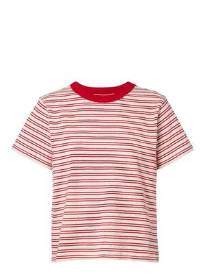 Velvet By Graham & Spencer Foster Striped Cotton Jersey T-shirt - Red