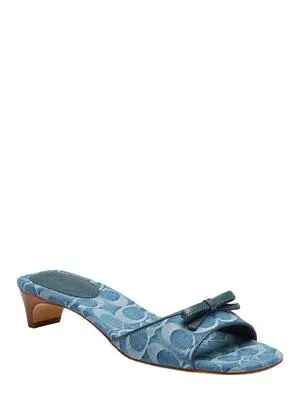 COACH OUTLET Coach Signature Denim Bow Kitten Heel Sandal - Indigo