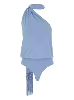 Andamane Alba One-shoulder Tassel Top - Blue