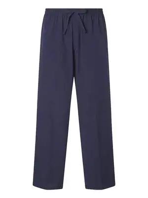UMIT BENAN Julian Cotton And Silk Straight Pants - Blue