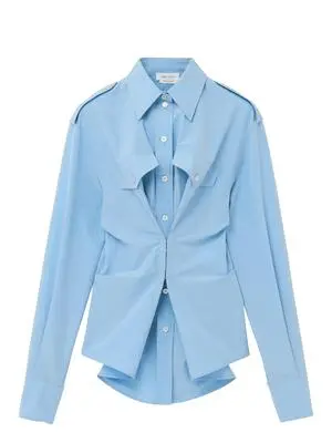 Alexander McQueen Gathered Long-sleeved Shirt - Blue