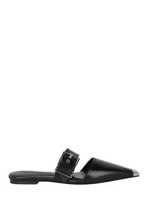 Alexander McQueen Punk Leather Flat - Black