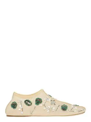 Christopher Esber Embla Beaded Mesh Flat - Tan