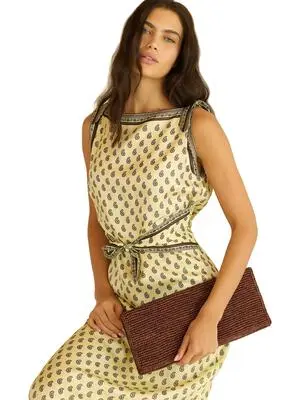 DÔEN Muriel Raffia Clutch Marron Raffia