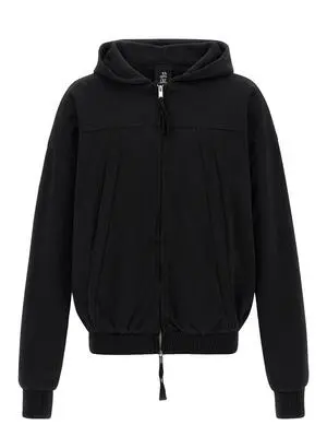 THOM KROM Zip-up Hooded Sweatshirt - Black